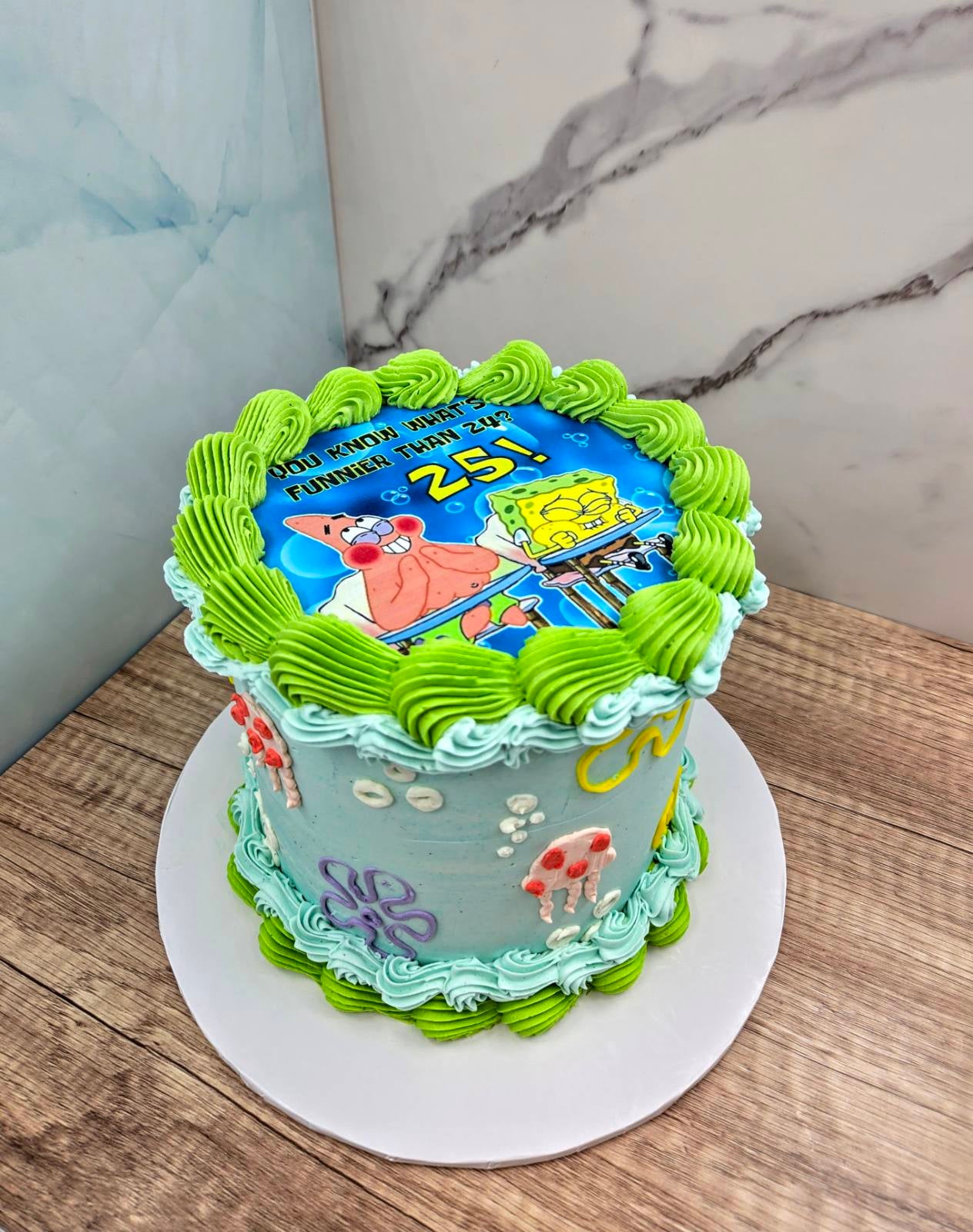 SpongeBob themed cake (6" Feeding 10-12) | Sugar Shaker Bakery